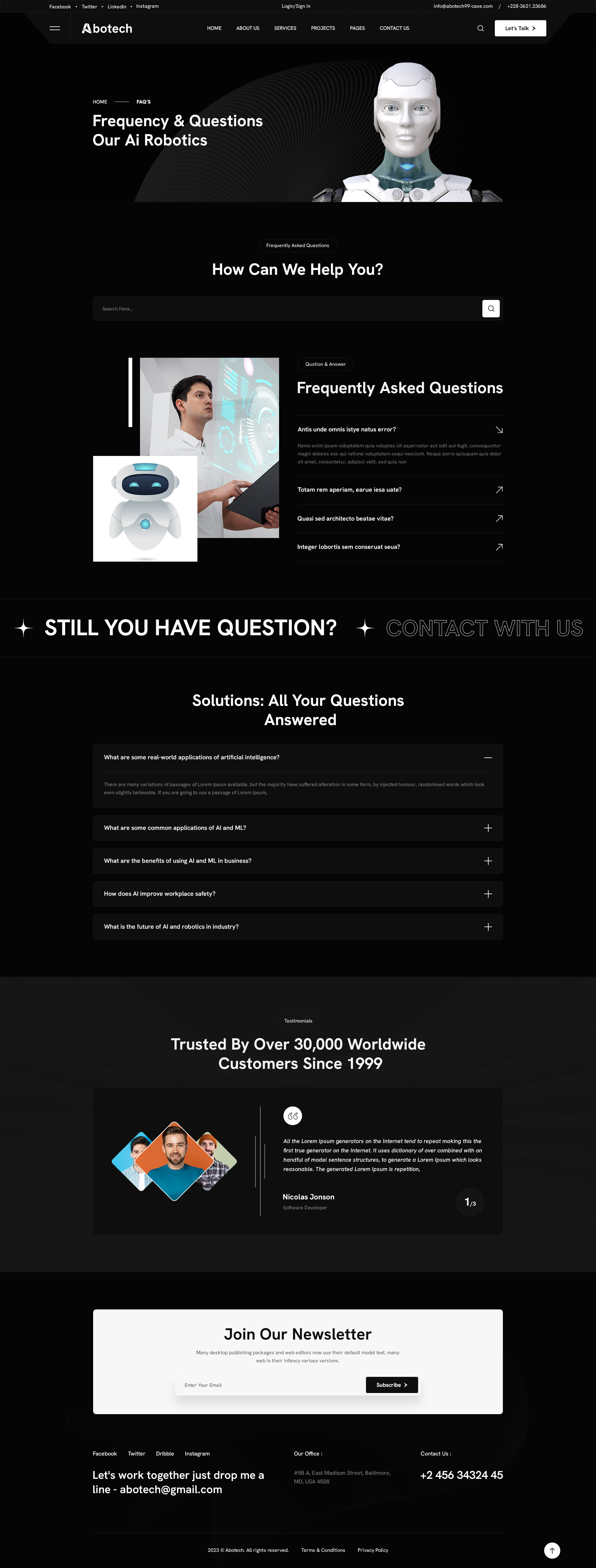 Abotech - Artificial Intelligence & Robotics PSD Template. by Wildstone-Theme